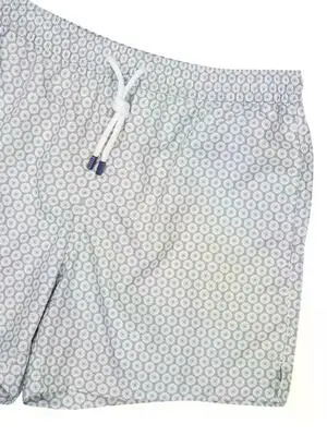 Fedeli Geometric-print Swim Shorts - Grey