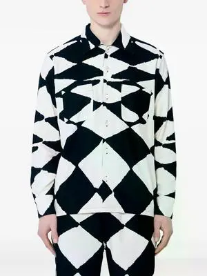 NÒMARYTHM TEXTILE Diamond-pattern Shirt - White
