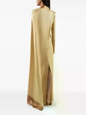 TALLER MARMO Mounia Draped Fringe Maxi Dress - Neutrals