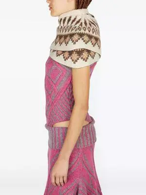PAOLINA RUSSO Warrior Fairisle-pattern Knitted Poncho