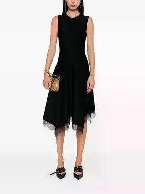 Alexander McQueen Lace-trimmed Sleeveless Midi Dress - Black