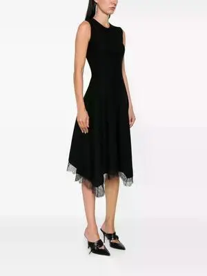 Alexander McQueen Lace-trimmed Sleeveless Midi Dress - Black