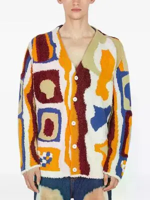 THE ELDER STATESMAN Abstract Pattern Cashmere-silk Cardigan