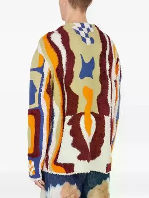 THE ELDER STATESMAN Abstract Pattern Cashmere-silk Cardigan