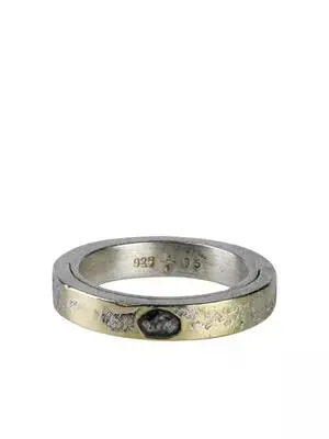 PARTS OF FOUR 18k Yellow Gold Sistema Diamond Slab Ring - Silver
