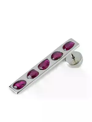 PARTS OF FOUR Sterling Silver Plate Earring With Ruby Slices - Grey