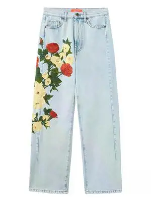 La DoubleJ Barrel Embroidered Floral Jeans - Blue