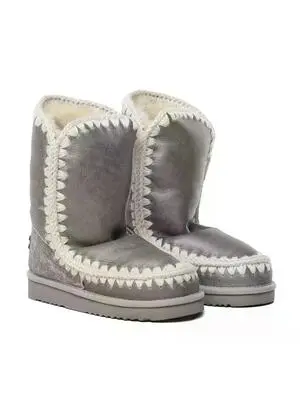 Mou 24 Crochet Detail Metallic Leather Boots