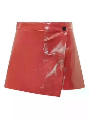 MSGM Patent Leather Asymmetric Skorts - Red