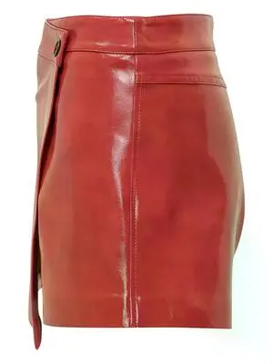 MSGM Patent Leather Asymmetric Skorts - Red