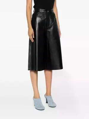 HAIKURE Leather Wide Leg Shorts