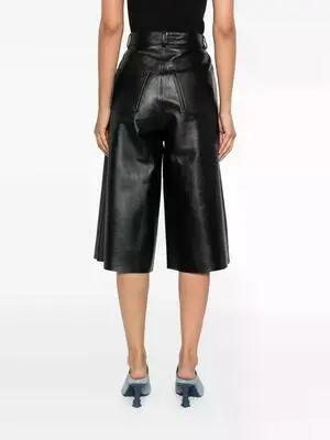 HAIKURE Leather Wide Leg Shorts