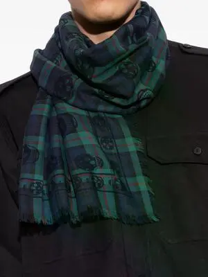 Alexander McQueen Skull-print Plaid Scarf