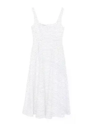 Alessandra Rich Striped Sleeveless A-line Dress - White
