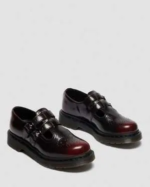 Dr. Martens 8065 Arcadia Rub Off Leather Mary Jane Shoes - Red