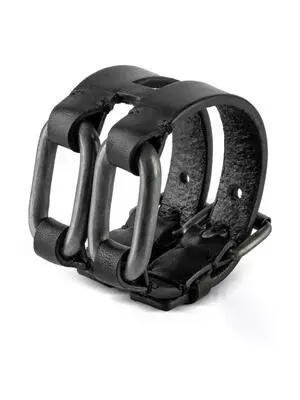 PARTS OF FOUR Sterling Silver Leather Link Gauntlet - Black