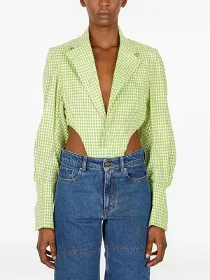 NINAMOUNAH Gingham Padded-shoulder Body