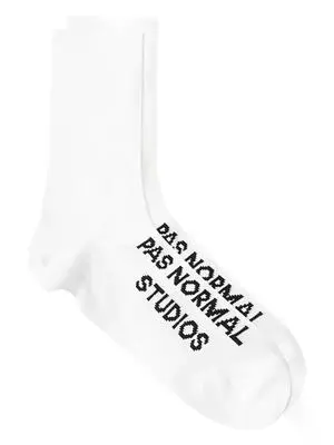 PAS NORMAL STUDIOS Logo-intarsia Ankle Socks - White