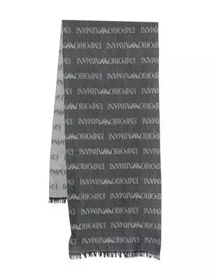 Emporio Armani Logo-pattern Scarf - Blue