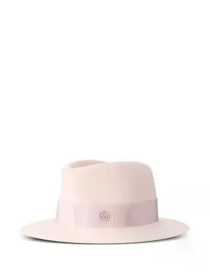 MAISON MICHEL Logo-plaque Wide Brim Hat - Pink