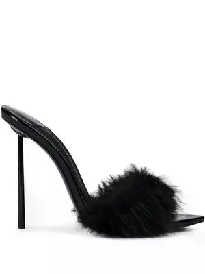 LE SILLA 120mm Bella Feathered Sandals - Black