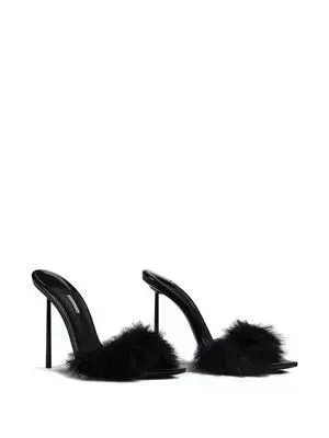 LE SILLA 120mm Bella Feathered Sandals - Black