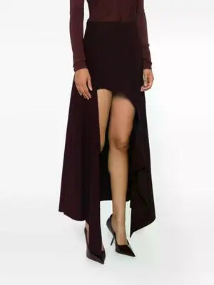 MUGLER Asymmetric Ruffled Skirt - Red