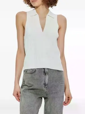 IRO PARIS Sleeveless Ribbed V-neck Top - White
