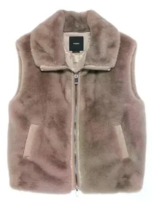 Pinko Faux-fur Zip-front Vest - Neutrals