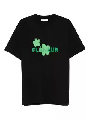 FLANEUR Flower-print Cotton T-shirt