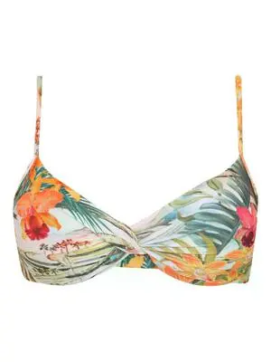 LYGIA & NANNY Twist-front Floral Bikini Top - White