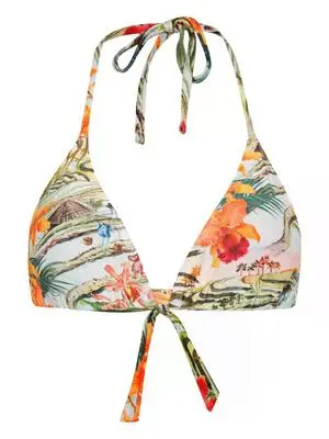 LYGIA & NANNY Floral-print Triangle Bikini Top - White