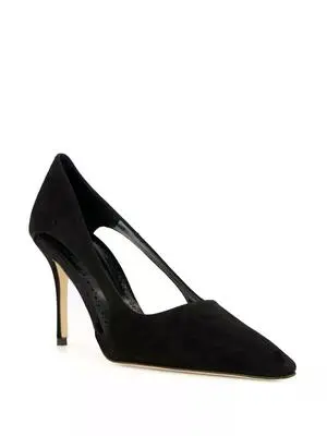 Manolo Blahnik 90mm Cut-out Suede Pumps
