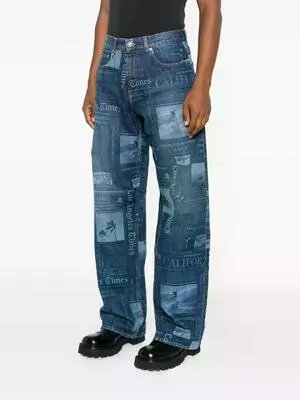 Palm Angels Cotton Straight Leg Jeans