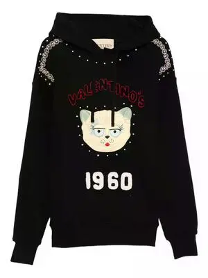 Valentino Garavani Cat-embroidered Hoodie - Black
