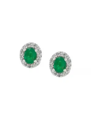 WOUTERS & HENDRIX 18kt Gold Diamond And Emerald Stud Earrings - Metallic