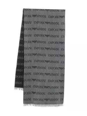 Emporio Armani Logo-jacquard Scarf - Black