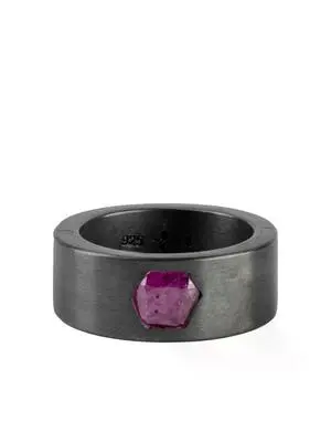 PARTS OF FOUR Oxidised Silver Sistema Ruby Ring - Black