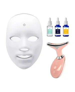 PURSONIC Complete Led Skincare Bundle Â 7-in-1 Led Face Mask + Sculpting Wand + Anti-aging Serum Set - Assorted Pre-pack