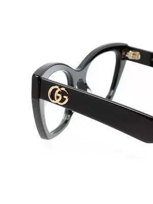 Gucci Logo-plaque Cat-eye Frame Glasses - Black