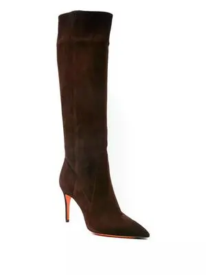 Santoni 90mm Suede Pointed-toe Knee-high Boots