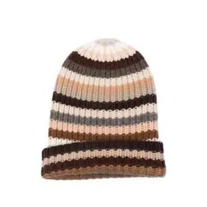 HURRAY Hats Striped Cashmere Beanie - Beige