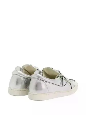 GIUSEPPE ZANOTTI Nicki Metallic-effect Leather Zip-detail Sneakers - Grey