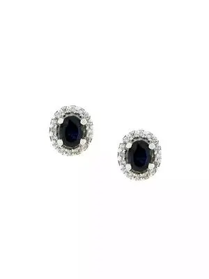 WOUTERS & HENDRIX 18kt Gold, Diamond, And Sapphire Stud Earrings - Blue