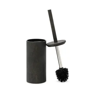 PIGEON AND POODLE Manchester Toilet Brush Holder, Round - Dark Mushroom