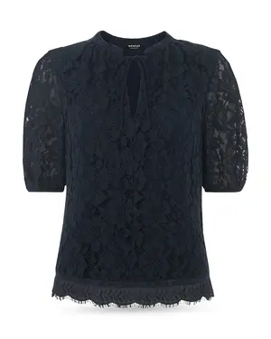 Whistles Lace Tie Neck Top