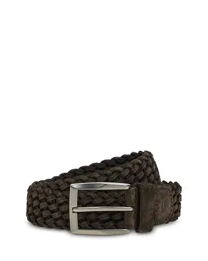 Boggi Milano Leather Braided Belt Brown