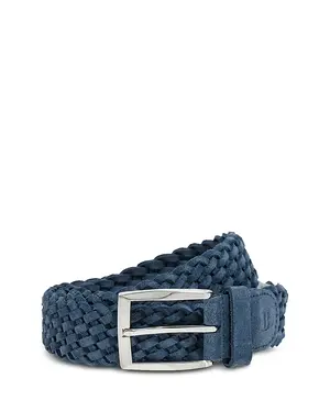 Boggi Milano Leather Braided Belt Indigo