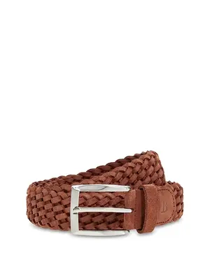 Boggi Milano Leather Braided Belt Red