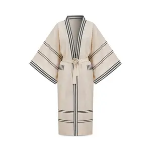 KUTNIA Peshtemal Kimono With Kutnu Trim - Black